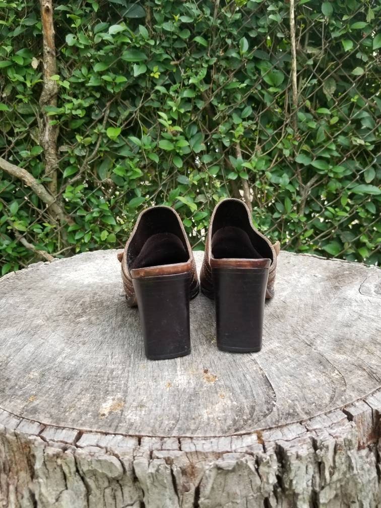 Sz 9.5 Vintage Mules/ Genuine Leather Slide Mules With 3 | Etsy