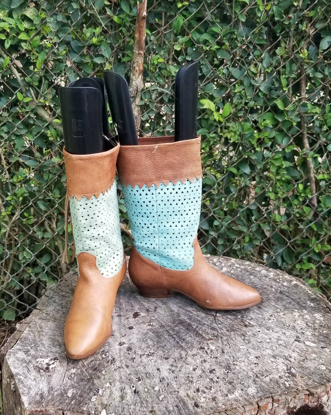 Vintage Calico “gringo” Brown & Turquoise Boots Size 5.5 - Etsy