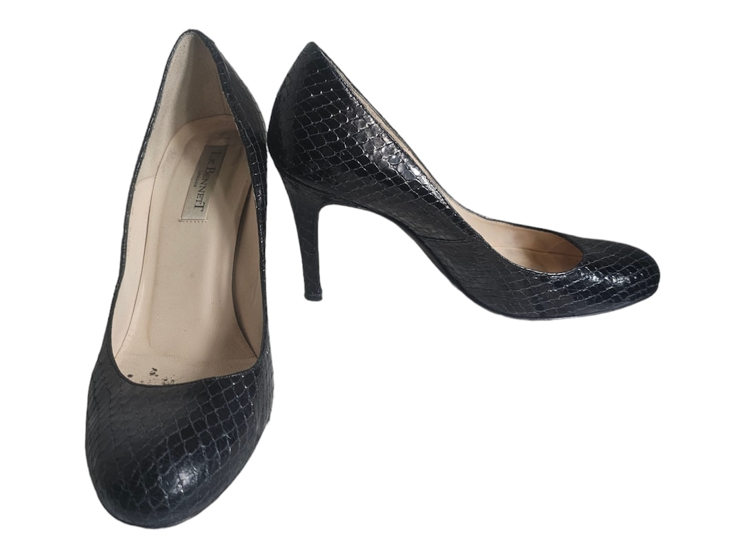 LK Bennett Shilo Pumps in Black Lizard Skin 8 US/39 EU - Etsy