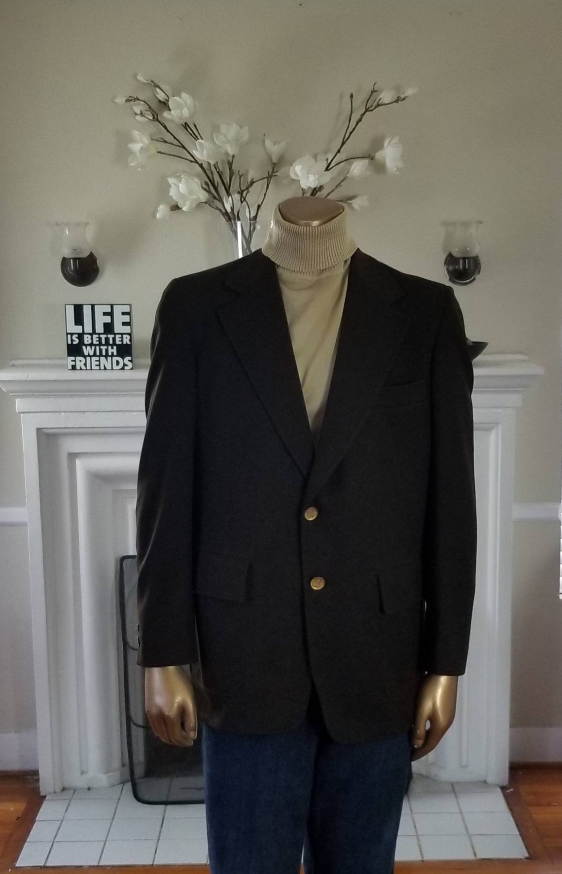 Vintage 100% Polyester Brown Blazer By Curlee Mens Shop/ 42R | Etsy