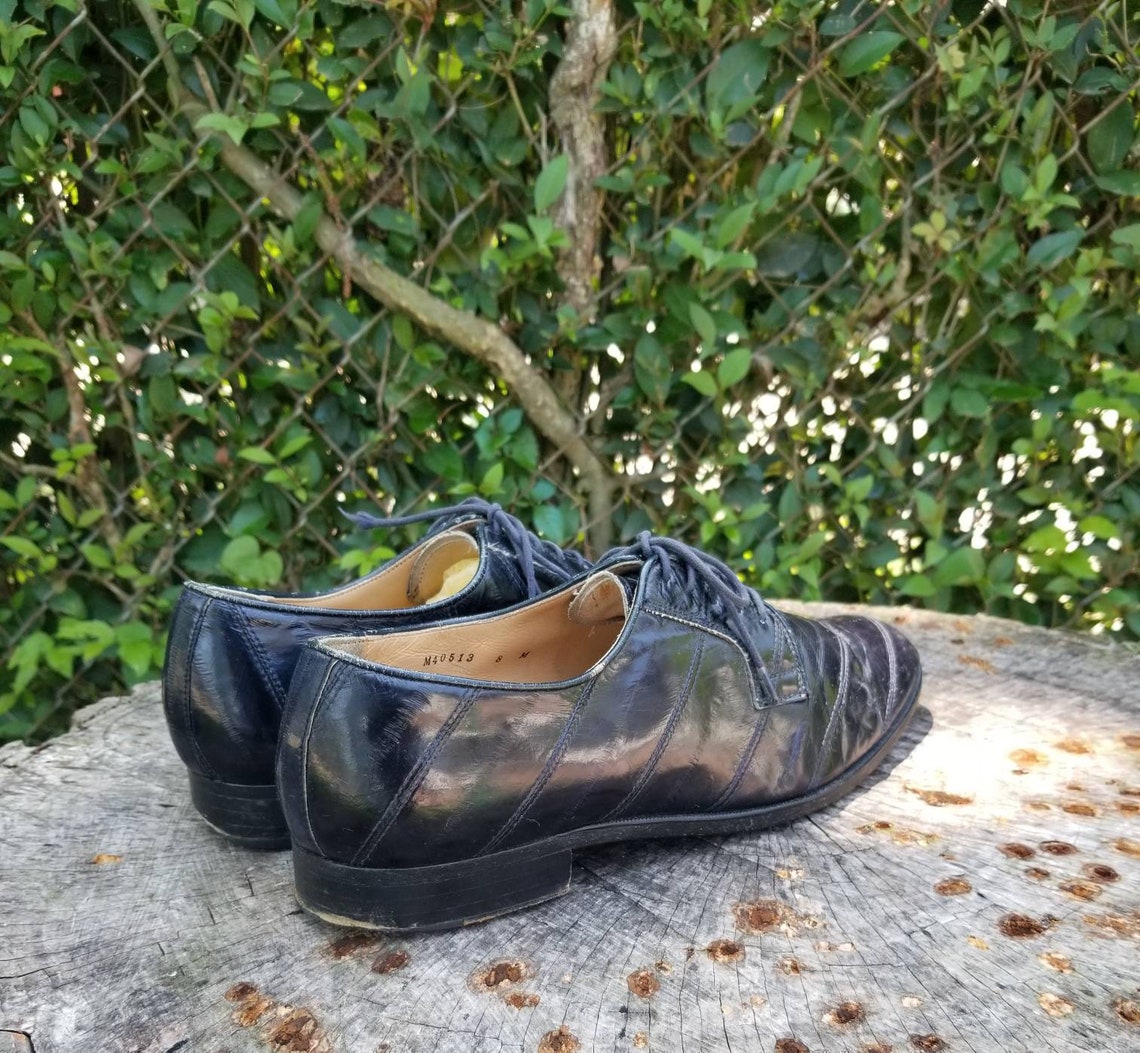 Sz 8 Vintage Carlo Morandi Genuine EEL Skin Lace up Dress Shoes - Etsy