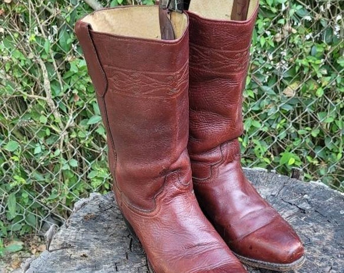 Very Rare Vintage Quality Western Style Boots/men's Cowboy Rancher Pull ...