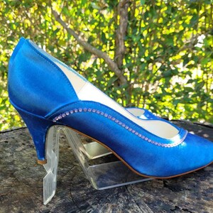 Vintage Blue Satin Pumps by Coloriffics Size 7m/women Dress Shoes/women ...