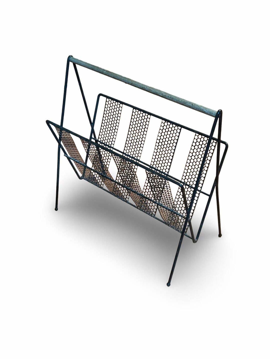 Vintage Mid Century Modern Perforated Metal Magazine / LP Rack - Etsy
