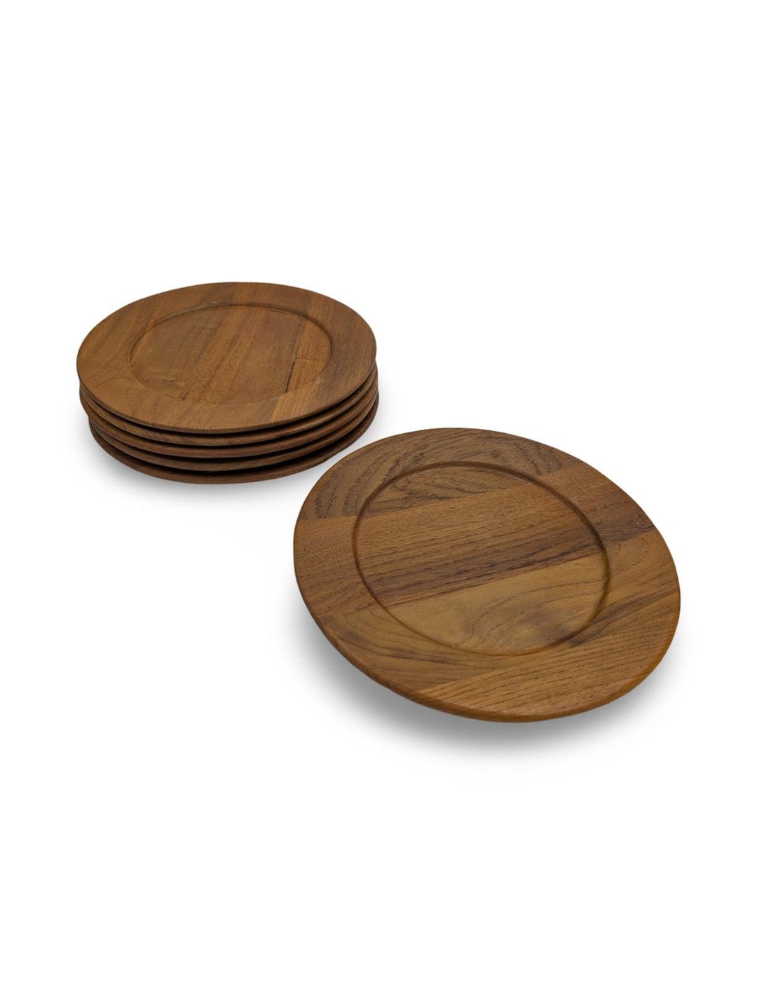 Set of 6 Vintage Mid-century Modern Teak Plates - 11.5" Diameter - Etsy