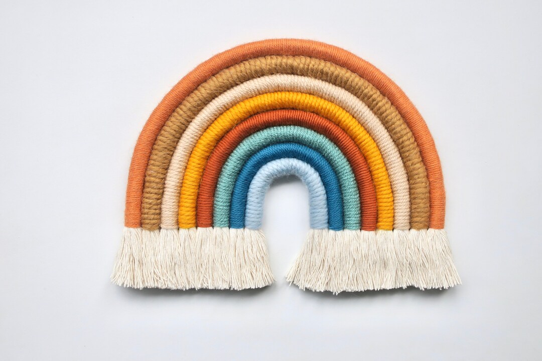 Blue Mountain | Macrame Rainbow Wall Hanging, Baby Boy Nursery Bed Room ...