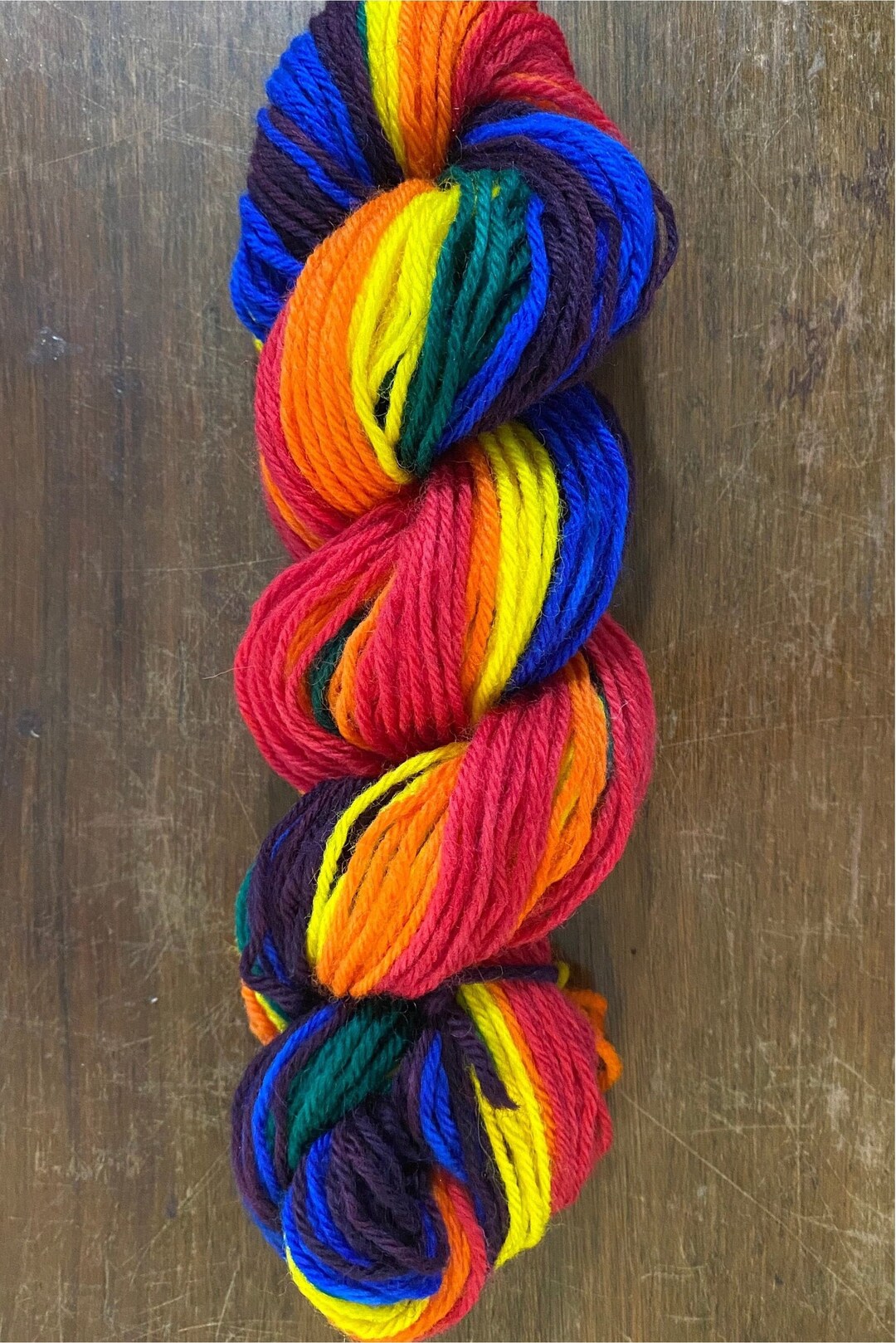 Hand Painted Rainbow Gradient Wool Yarn - Etsy