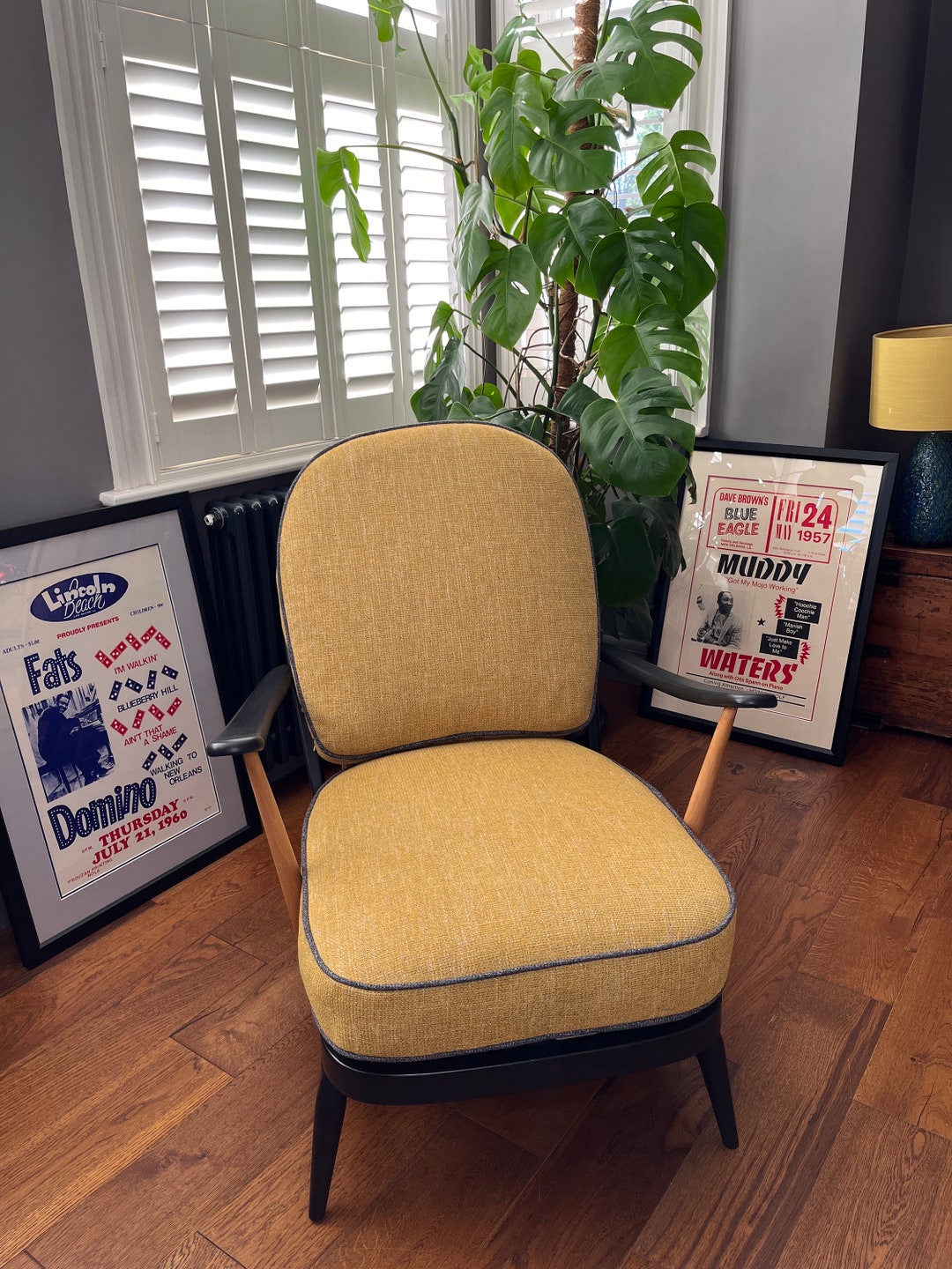 Newly Upholstered Set of Ercol 203 Chair Cushions & Covers in Sunflower ...