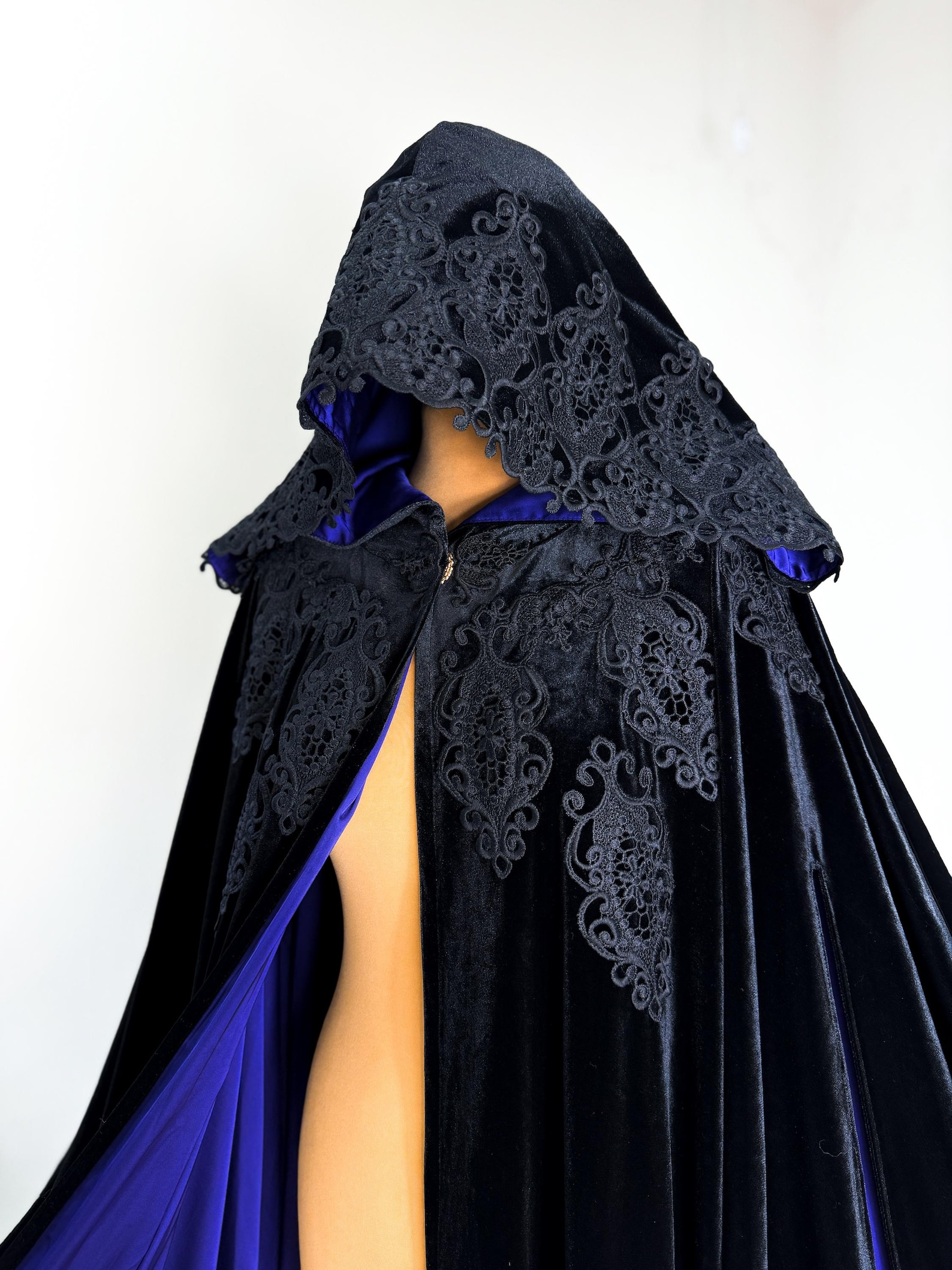 Medieval Style Black Hooded Cloak for Halloween Magic and Mystery - Etsy
