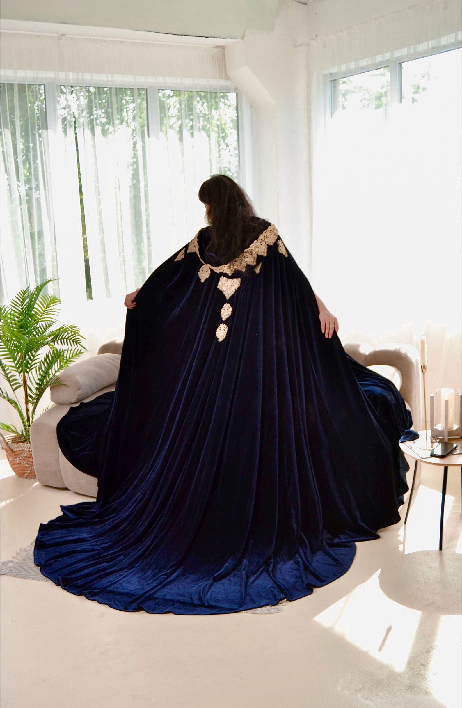 Blue Velvet Cape Gothic Cape Hooded Cape Viking Cape Wedding Cape - Etsy