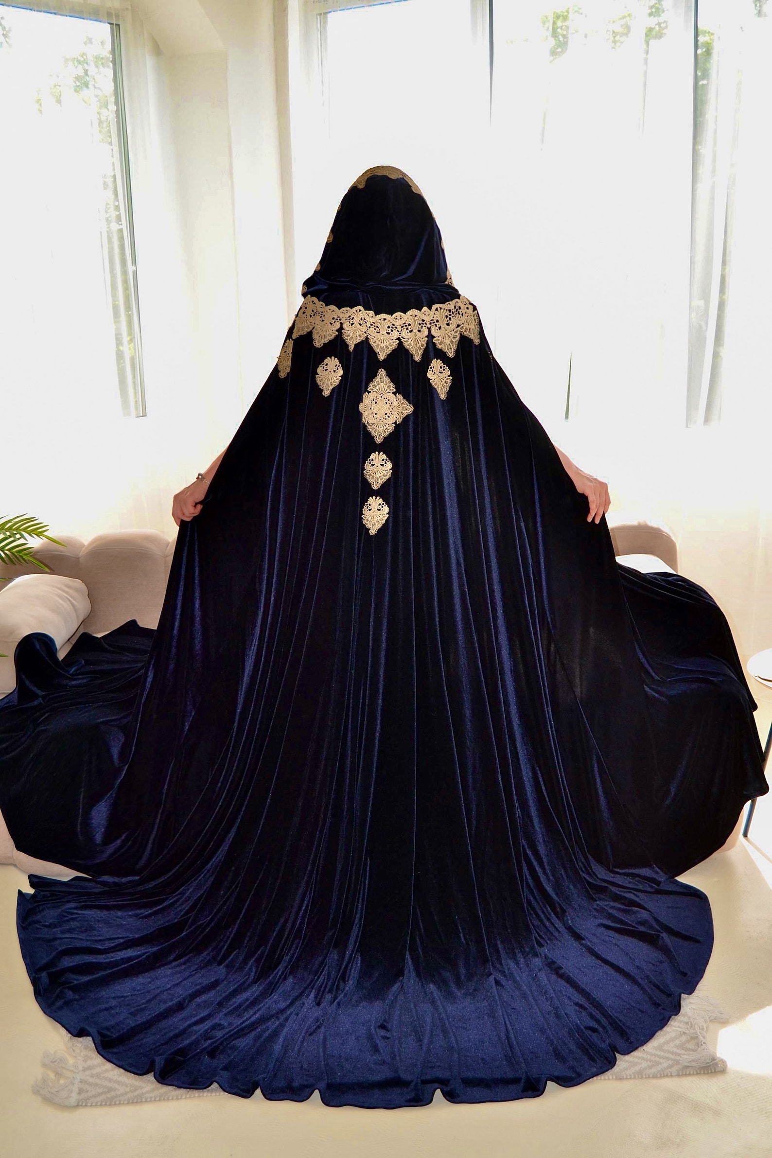 Blue Velvet Cape Gothic Cape Hooded Cape Viking Cape Wedding Cape - Etsy