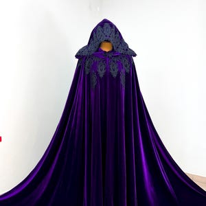 Purple Halloween Cape Hooded Cloak Witch Cape Medieval Cape Halloween ...