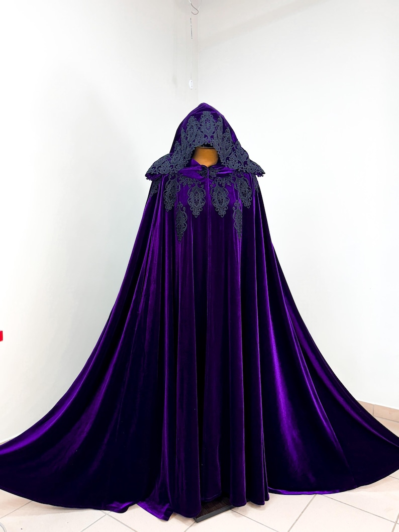 Purple Halloween Cape Hooded Cloak Witch Cape Medieval Cape Halloween ...