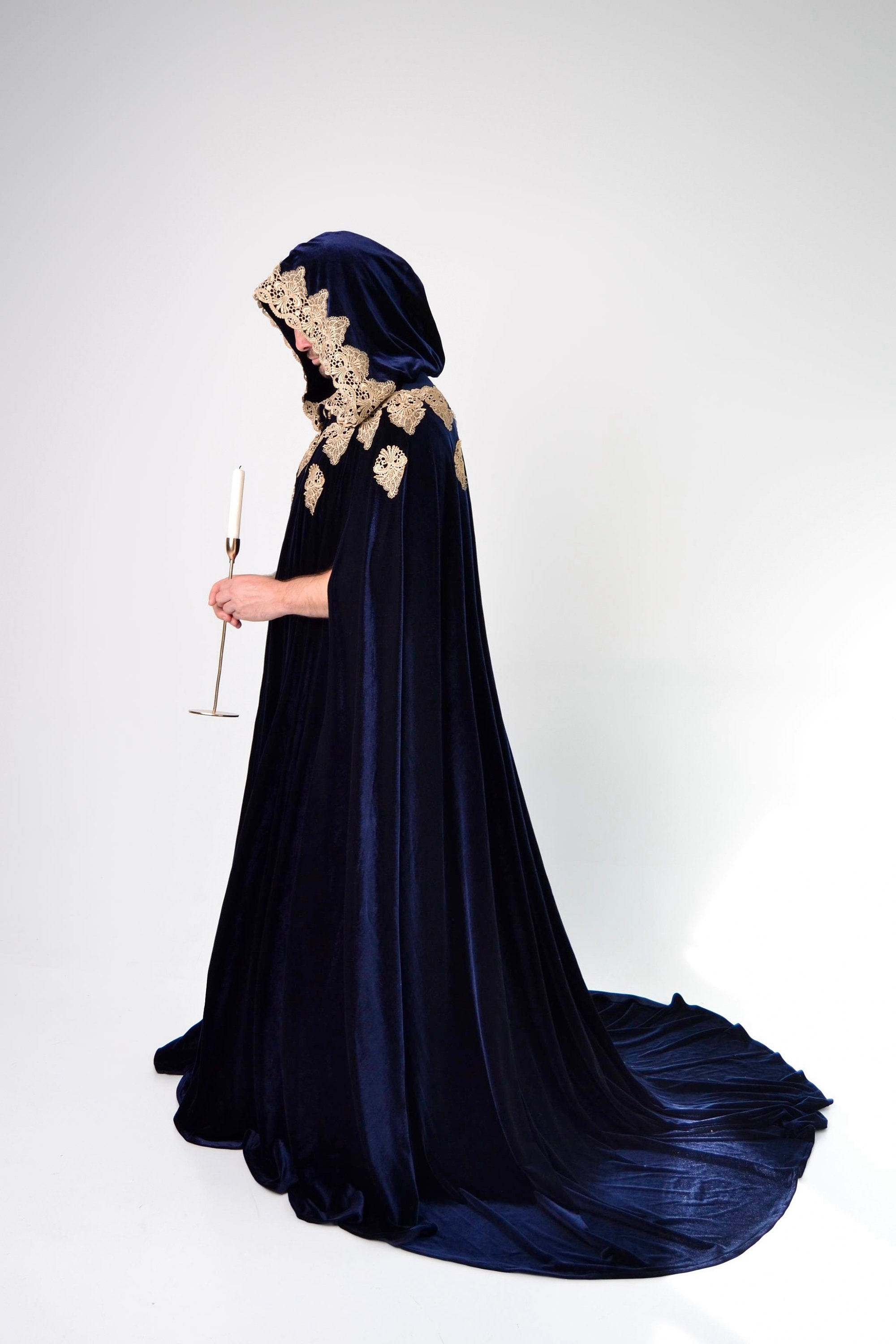 Blue Velvet Cape Gothic Cape Hooded Cape Viking Cape Wedding Cape - Etsy