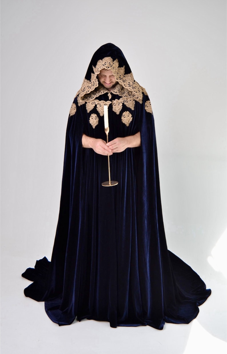 Blue Velvet Cape Gothic Cape Hooded Cape Viking Cape Wedding Cape - Etsy