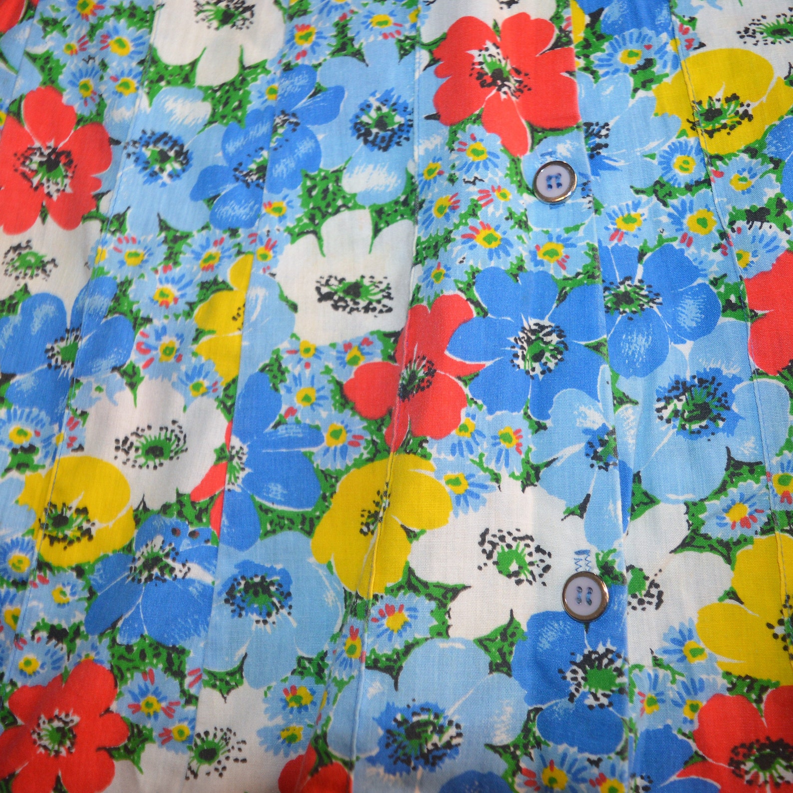 1970s Floral Rainbow Drawstring Button up Pleated Midi Peasant Skirt - Etsy