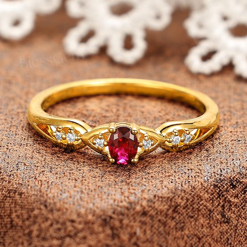 Ruby Ring Gold Minimal - Etsy