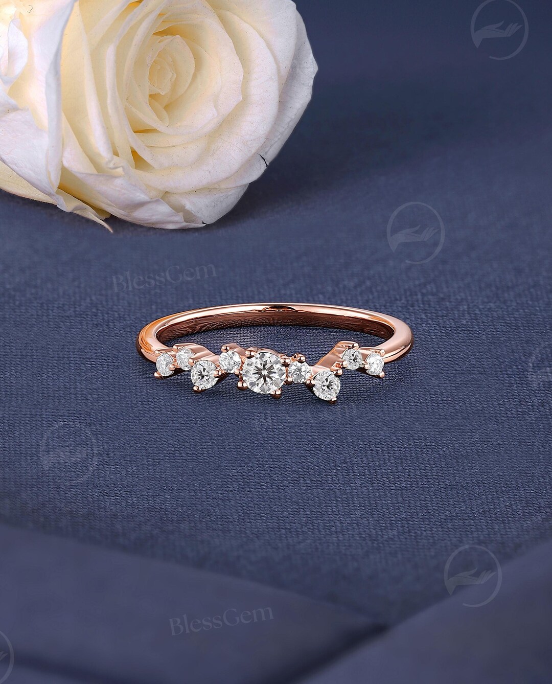 Minimalist Moissanite Wedding Band,unique Silver Ring,delicate Wedding ...