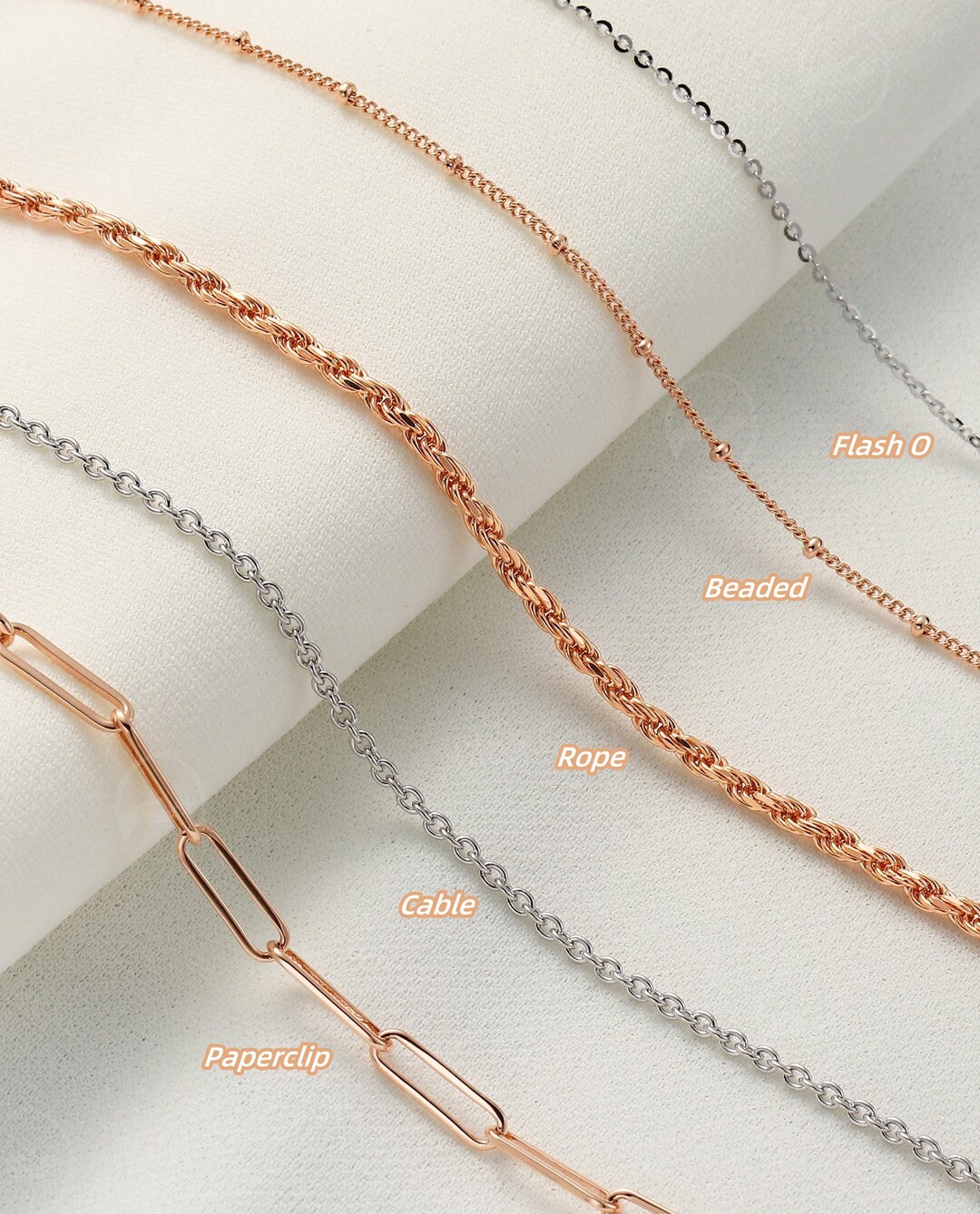 Modern Chain Necklace - Simple Rose Gold Paperclip, Rope, Classic ...