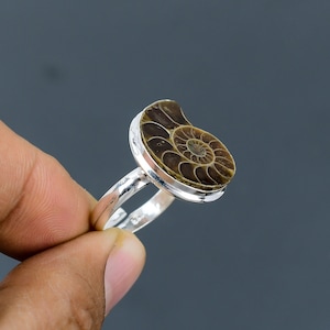 Ammonite Fossil Ring 925 Sterling Silver Ring Adjustable Ring Handmade ...