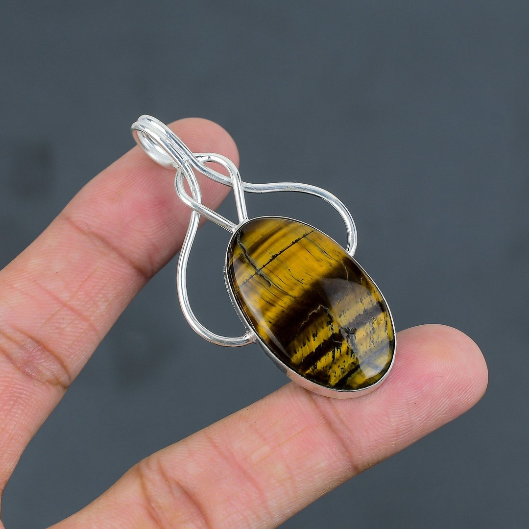 Tiger's Eye Pendant 925 Sterling Silver Pendant Handmade Pendant Top ...