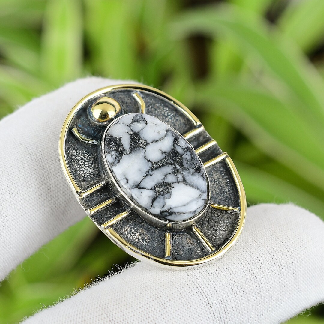 Pinolith Jasper Pendant 925 Sterling Silver Pendant 18K Gold Plated ...