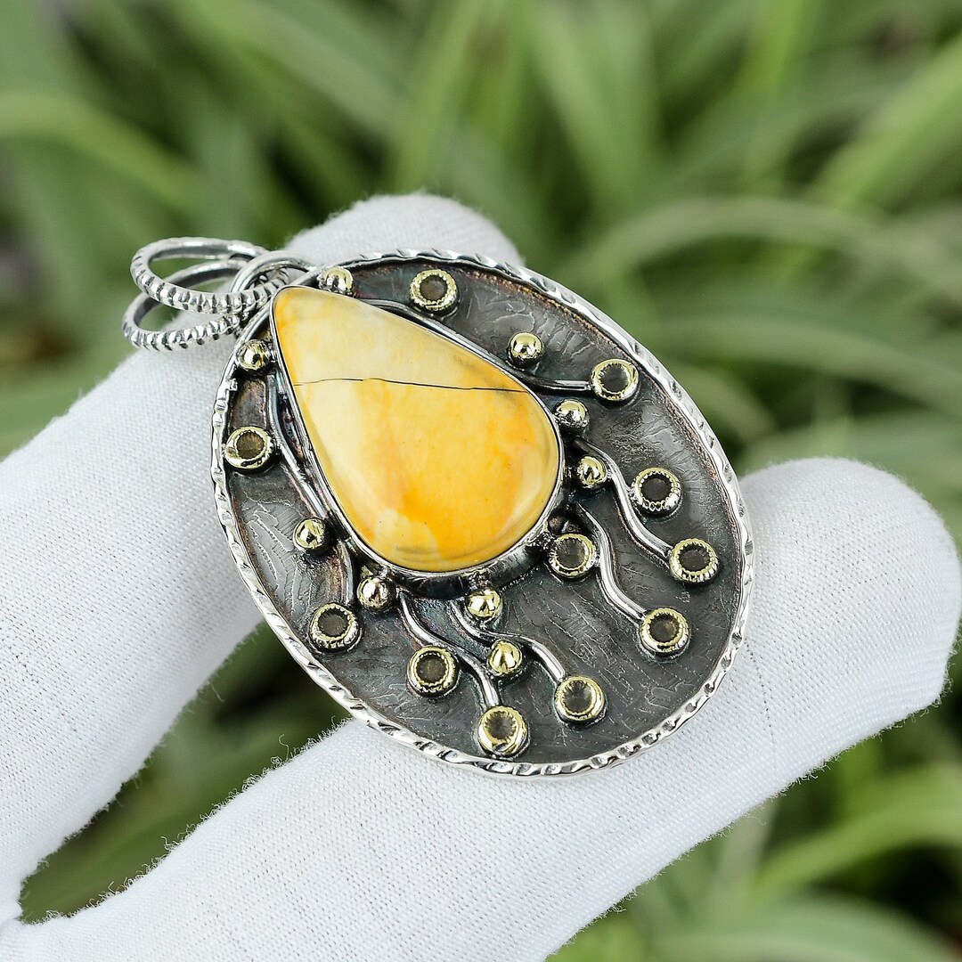 Brecciated Mookaite Pendant 925 Sterling Silver Pendant 18K Gold Plated ...