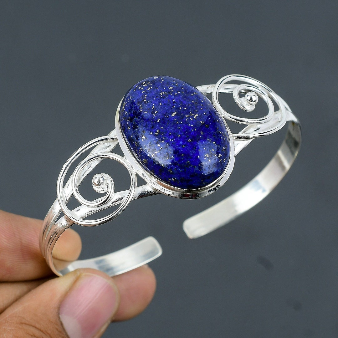 Buy Lapis Lazuli Bangle 925 Sterling Silver Bangle Handmade Cuff ...