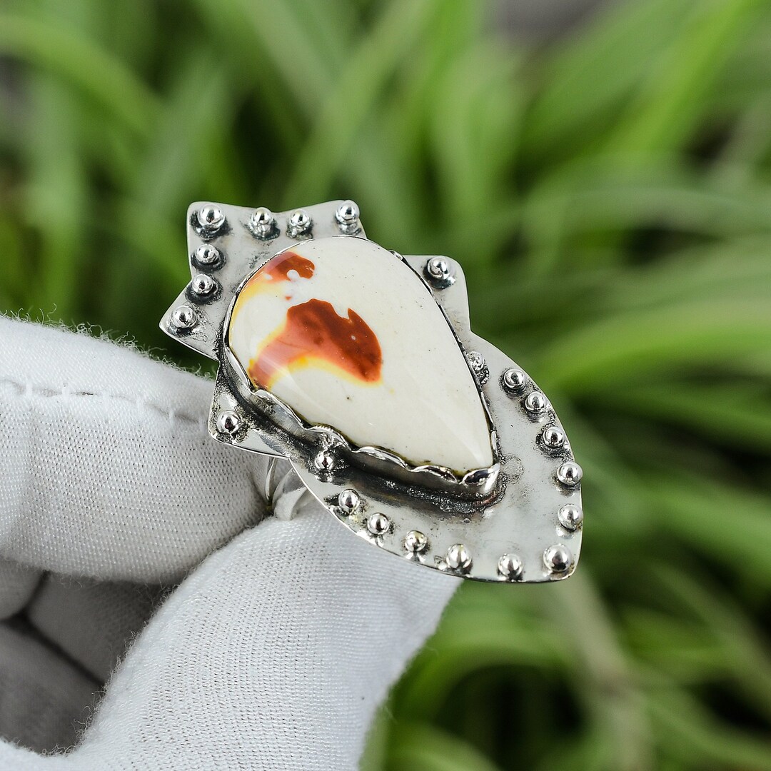 Handmade Pear Mookaite Ring: 925 Sterling Silver, Size 7.75 - Etsy