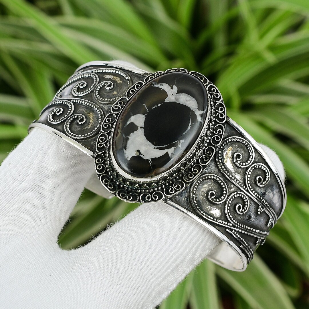 Moroccan Mud Crack Fossil Cuff Bracelet 925 Sterling Silver Bracelet ...