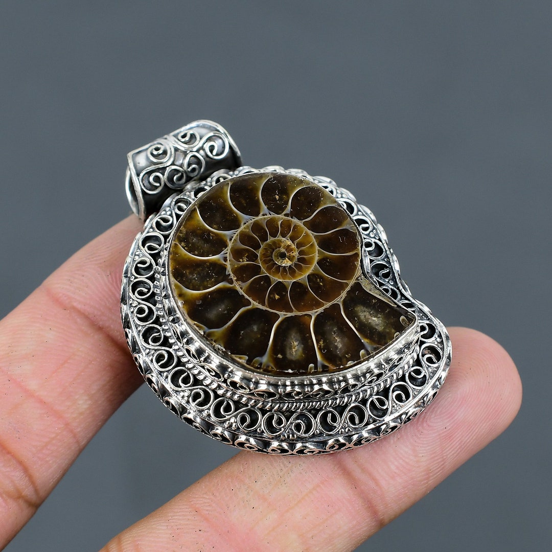 Ammonite Fossil Pendant 925 Sterling Silver Pendant High Quality ...