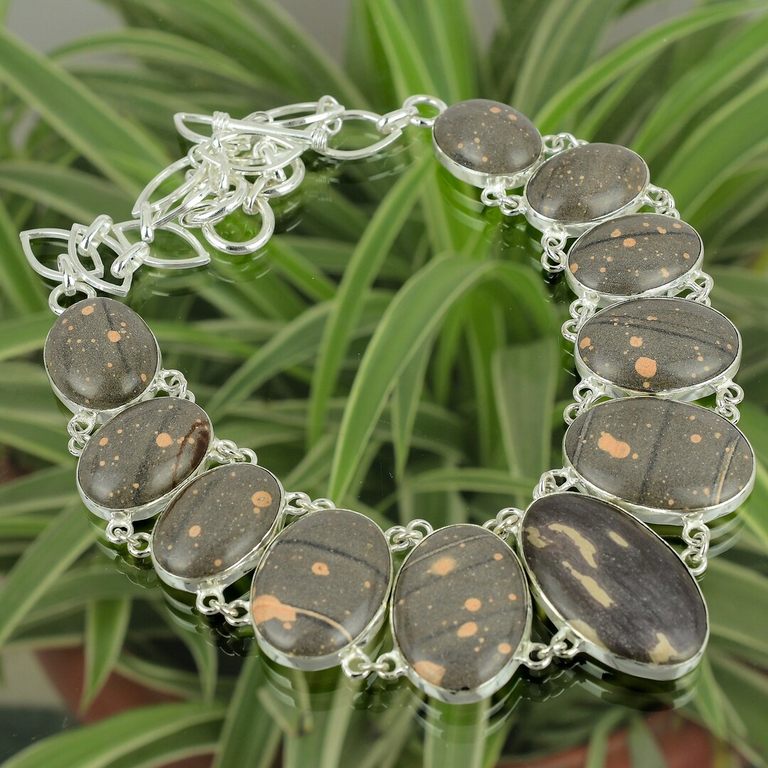 Handmade Gila Monster Agate 925 Sterling Silver Necklace - Etsy