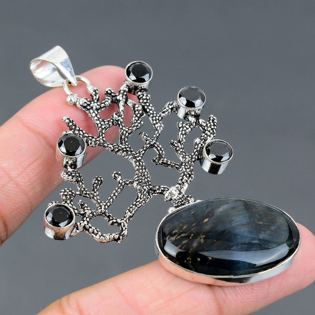 Rare Pietersite Pendant, Gemstone Pendant, Blue Pendant, 925 Sterling ...