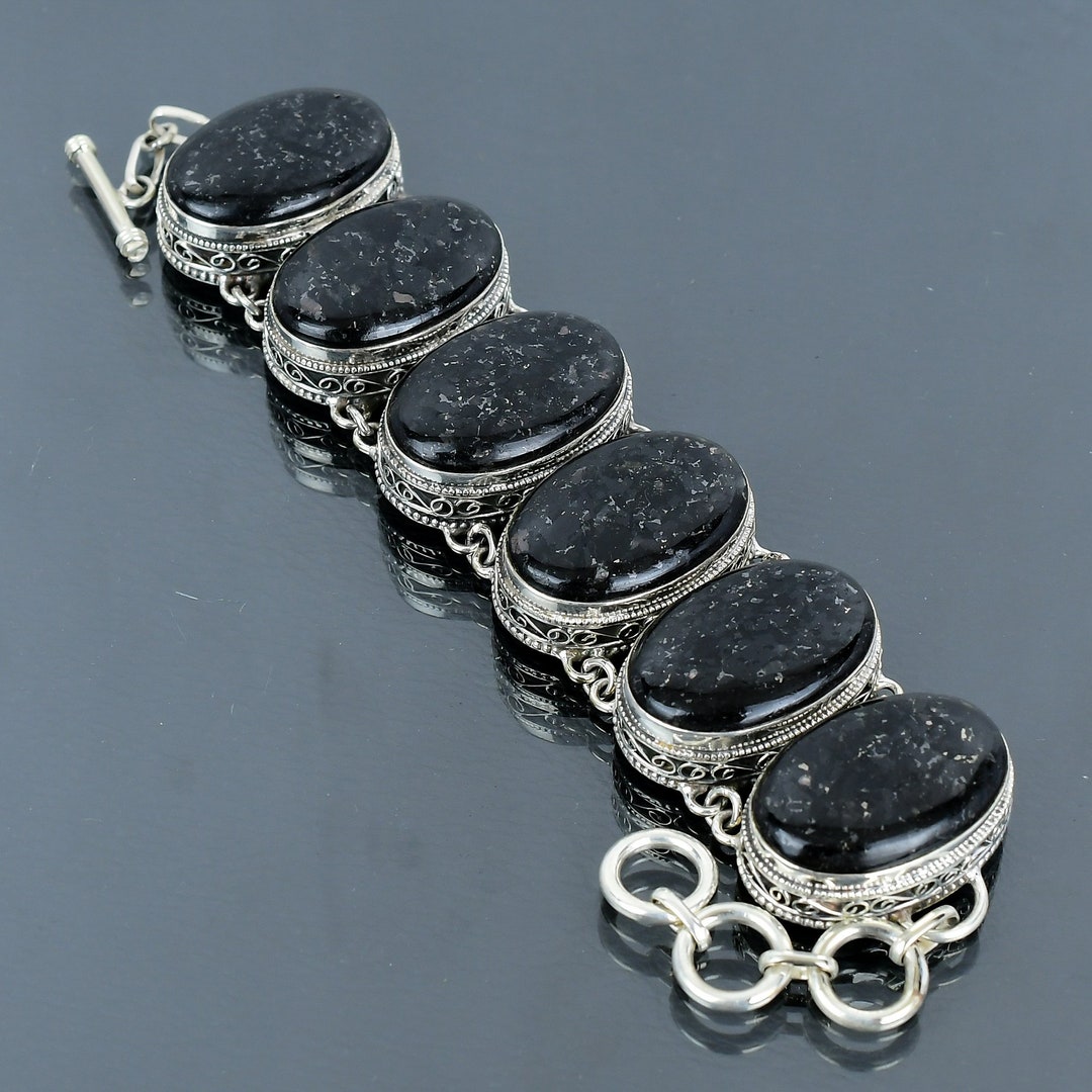 Nuummite Bracelet 925 Sterling Silver Bracelet Gemstone Bracelet ...