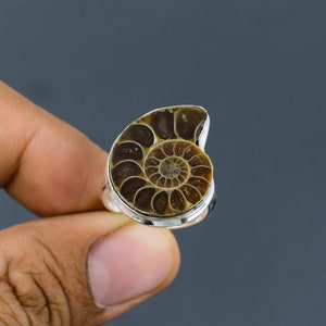Ammonite Fossil Ring 925 Sterling Silver Ring Adjustable Ring Handmade ...