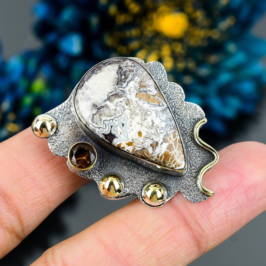 Elegant Mexican Laguna Lace Agate Pendant, Gemstone Pendant, White ...