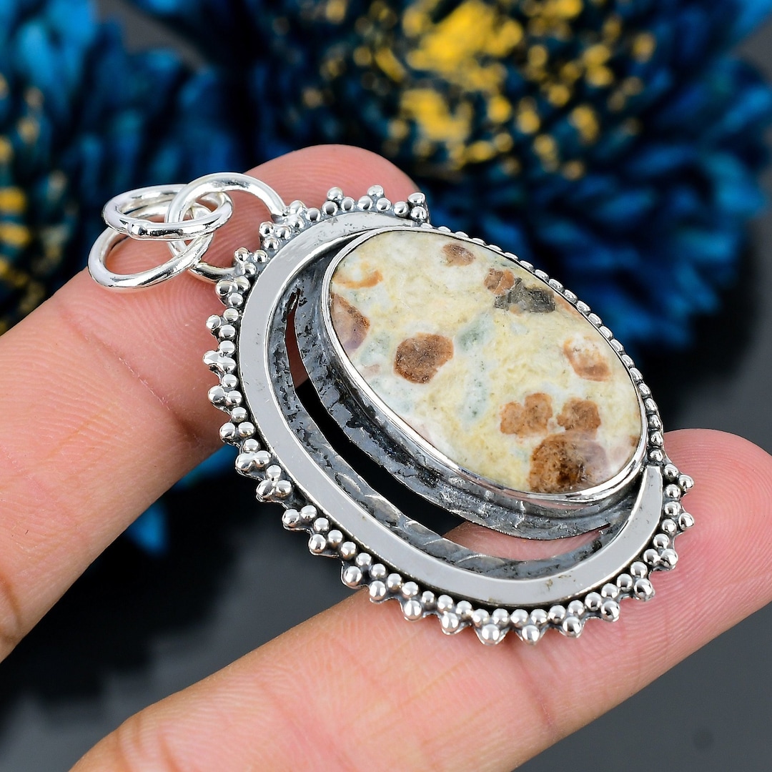 Rare Spessartine Garnet in Limestone Pendant, Gemstone Pendant, White ...