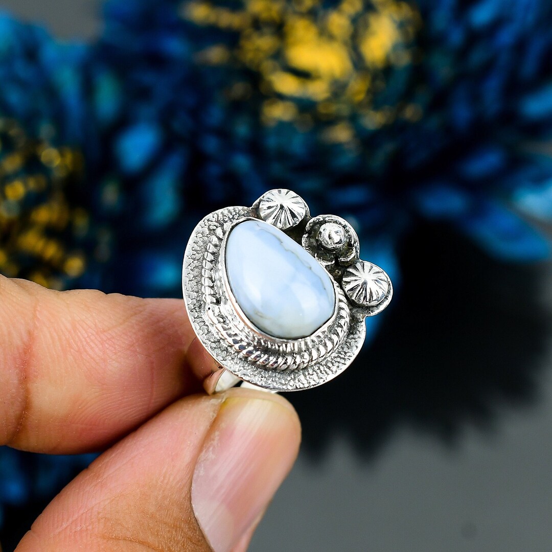 Rare Owyhee Blue Opal Ring, Gemstone Ring, Blue Multi Stone Adjustable Ring, 925 Sterling Silver ...