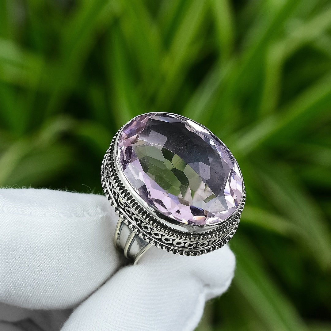 Pink Kunzite Gemstone Ring 925 Sterling Silver Ring Pink Kunzite ...