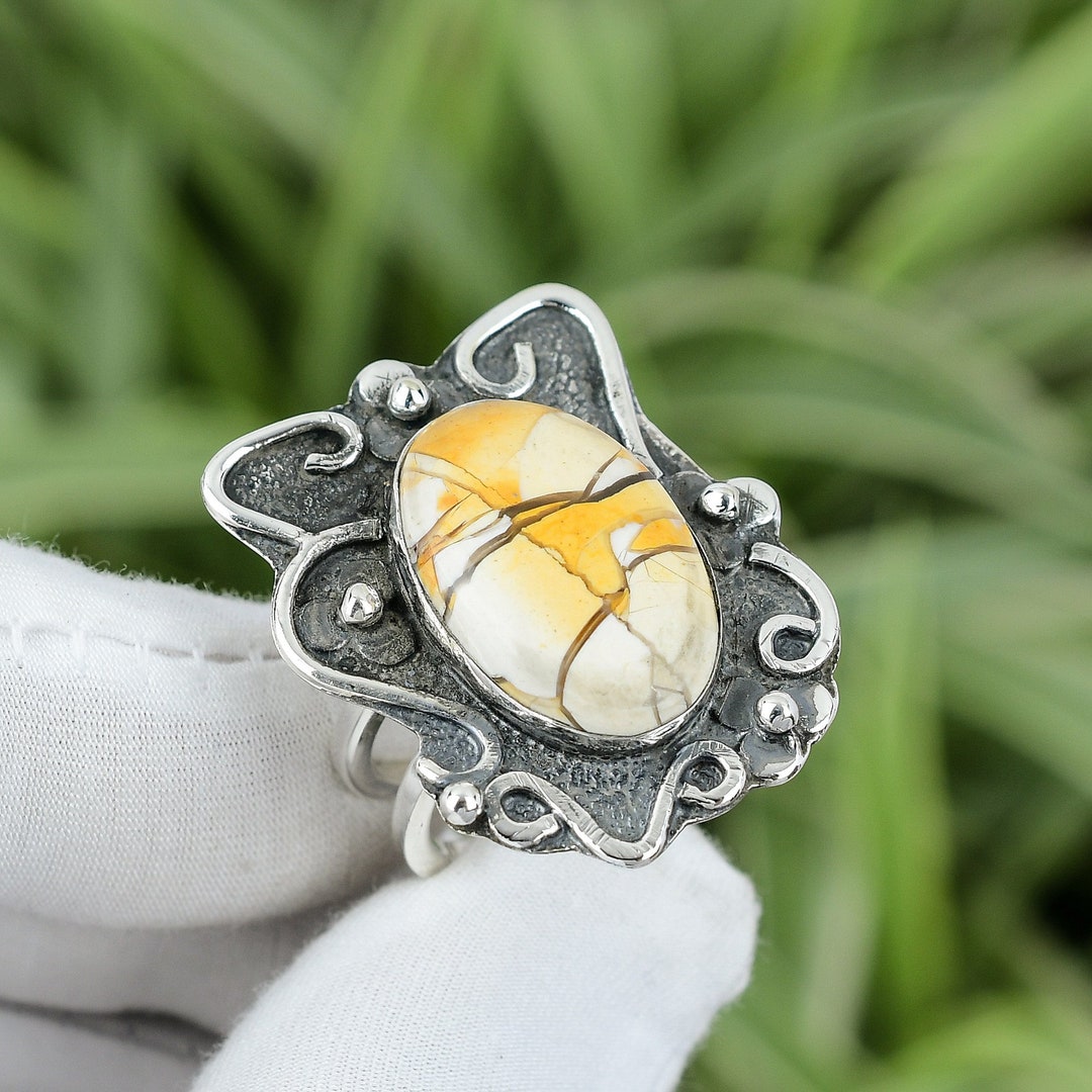Brecciated Mookaite Ring 925 Sterling Silver Ring Ring Size 9 Oxidized ...