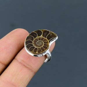 Ammonite Fossil Ring 925 Sterling Silver Ring Adjustable Ring Handmade ...