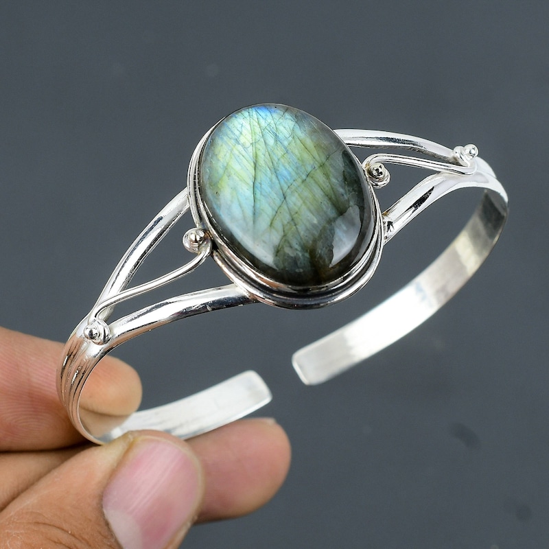 Labradorite Cuff Bracelet - Etsy