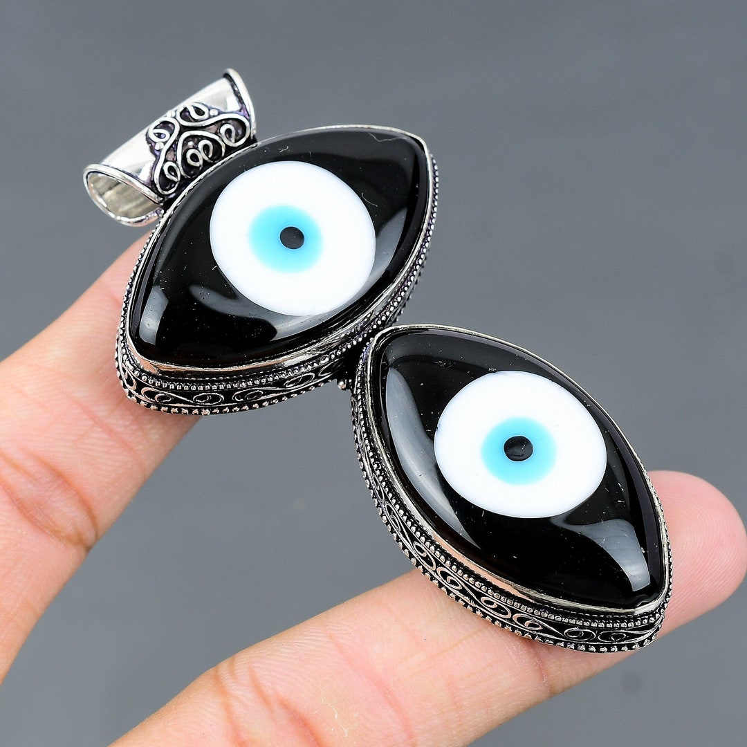 Rare Black Color Evil Eye Vintage Pendant Gemstone Pendant - Etsy