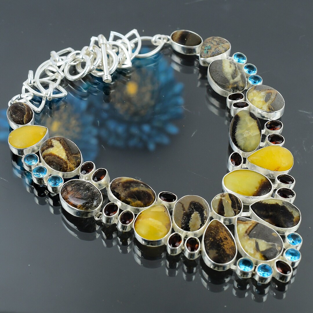 Collar septario raro, collar de piedras preciosas, collar ajustable de ...