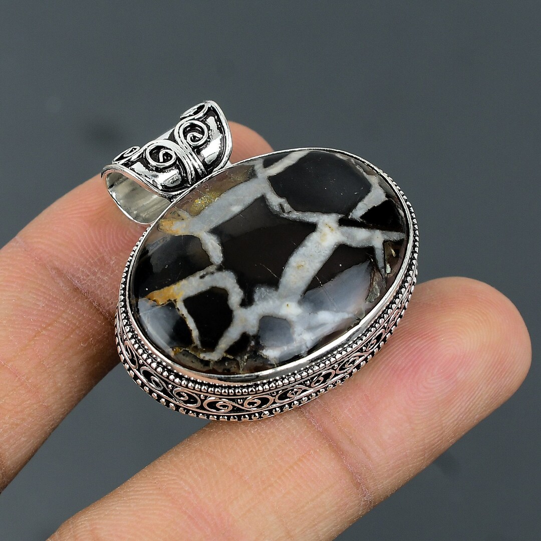 Moroccan Mud Crack Fossil Pendant 925 Sterling Silver Pendant Handmade ...