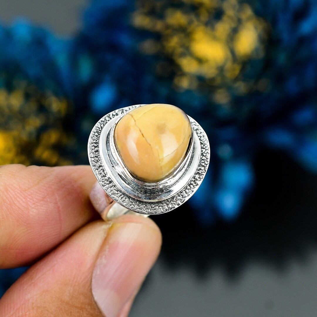 Elegant Brecciated Mookaite Ring, Gemstone Ring, Yellow Stackable ...