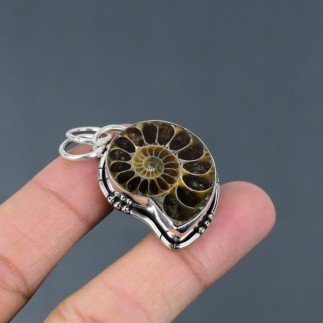 Ammonite Fossil Pendant 925 Sterling Silver Pendant Original Gemstone ...
