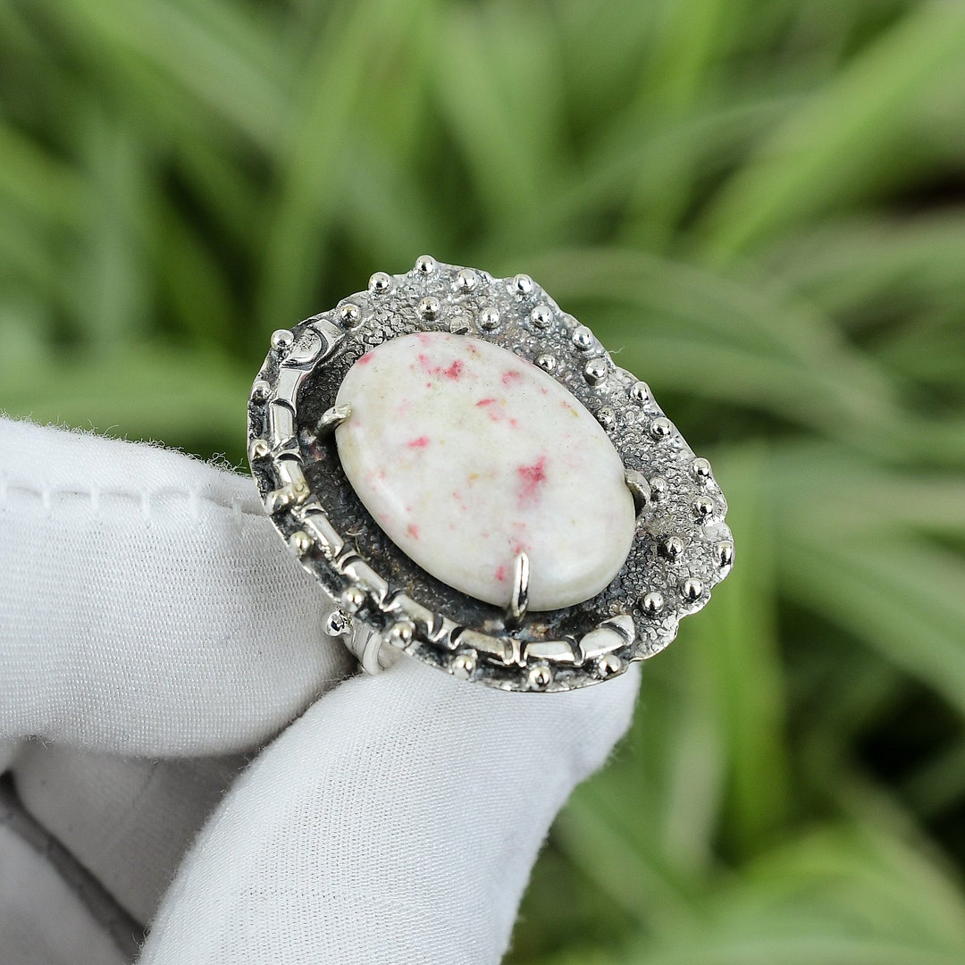 Cinnabar Ring 925 Sterling Silver Ring Ring Size 7 Original Gemstone ...