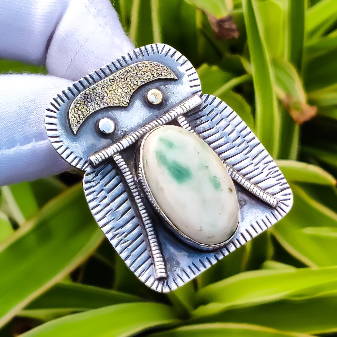 Variscite Pendant 925 Sterling Silver Pendant 18K Gold Plated Variscite ...