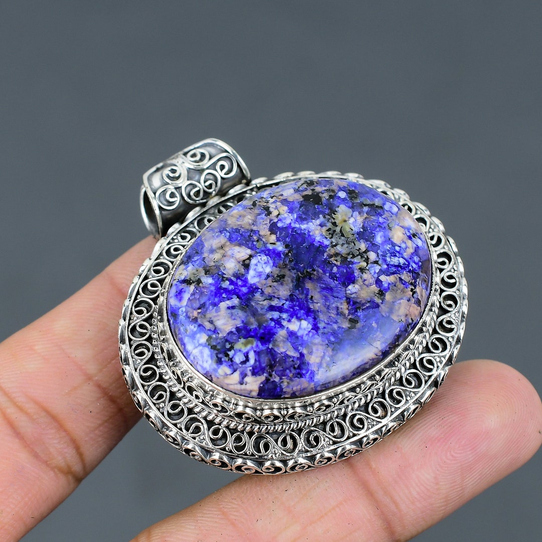 Handmade Purple Sea Sediment Jasper Pendant: 925 Sterling Silver ...